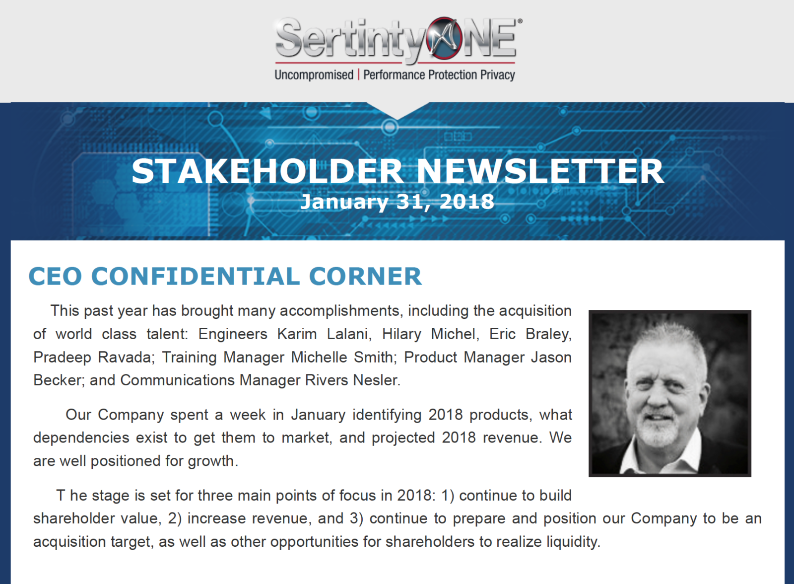 SertintyONE YearEnd Stakeholder Newsletter - Sertainty